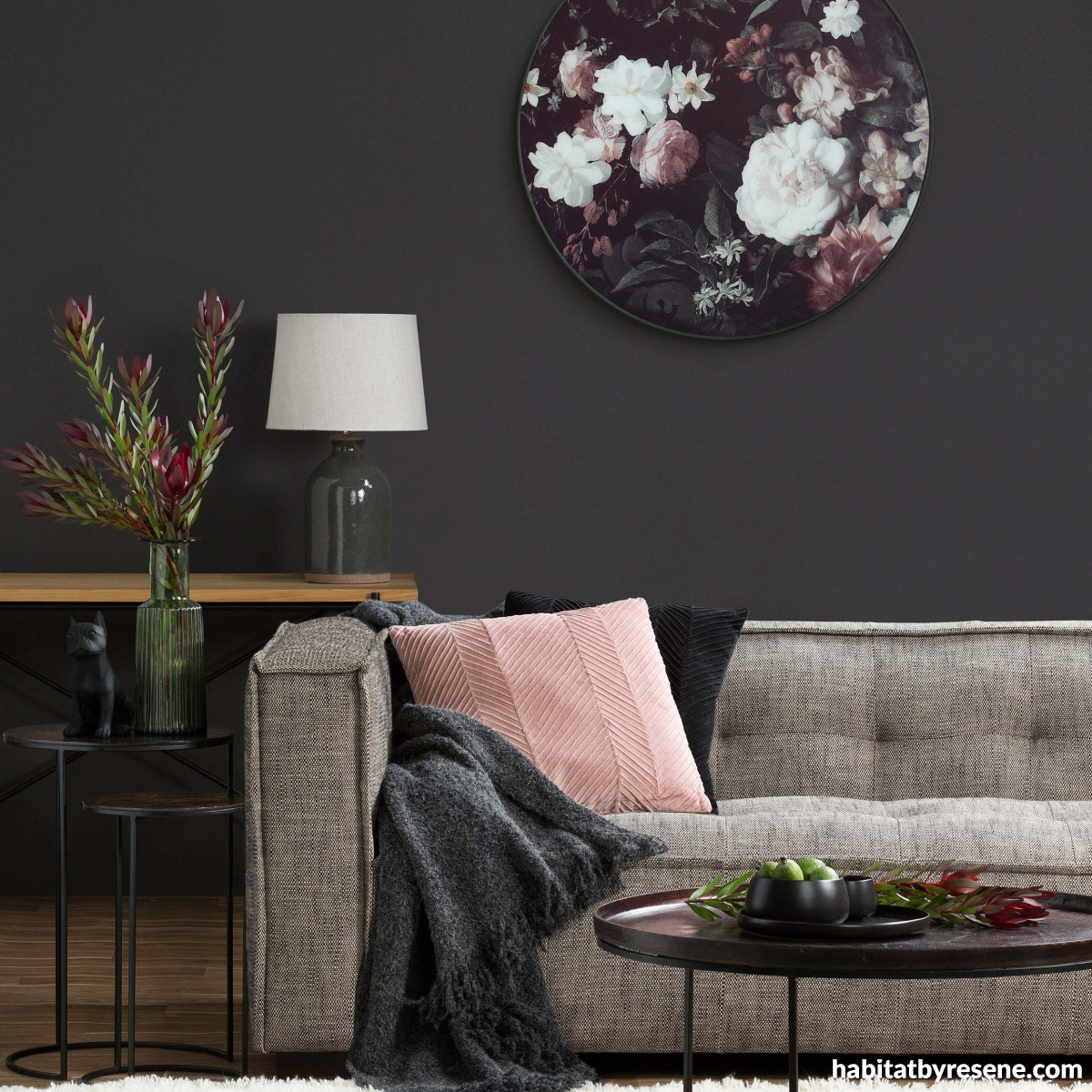 Grey Feature Wallpaper Living Room | Cabinets Matttroy